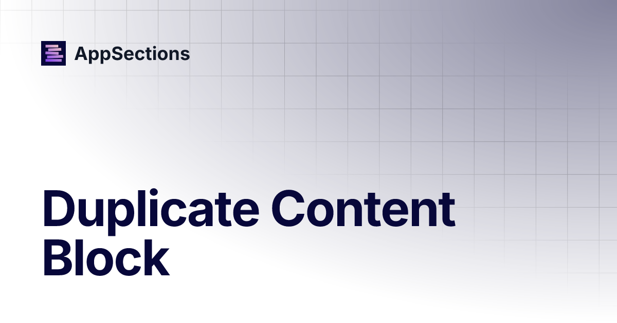 Duplicate Content Block Appsections 1110